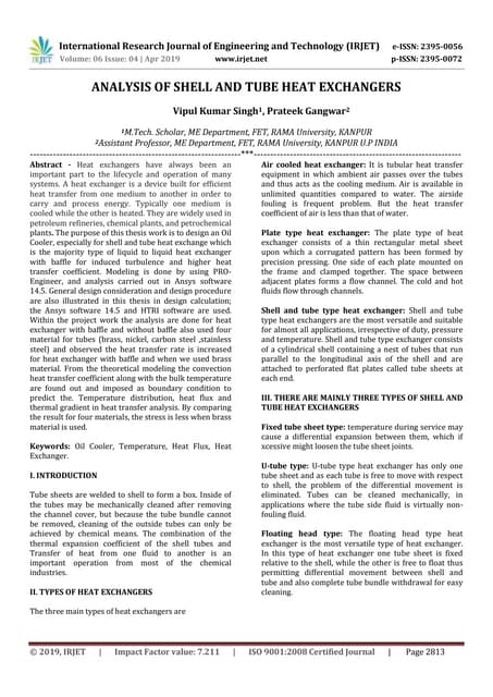 Shell and tube heat exchanger | PPT
