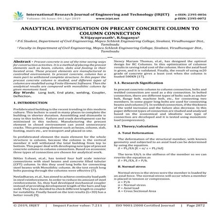 IRJET- Analytical Investigation on Precast Concrete Column to Column ...