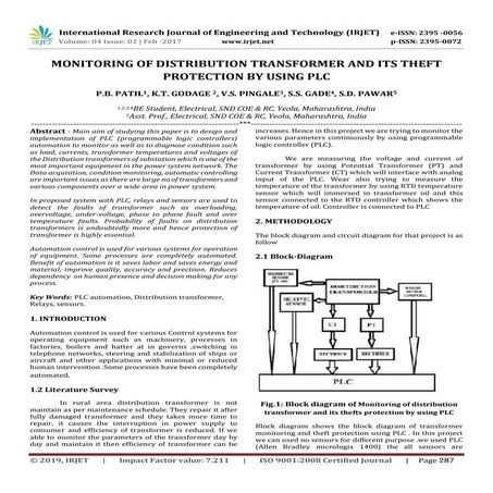 IRJET- Monitoring of Distribution Transformer and its Theft Protection ...