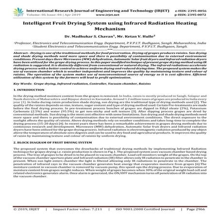 IRJET- Intelligent Fruit Drying System using Infrared Radiation Heating Mechanism | PDF