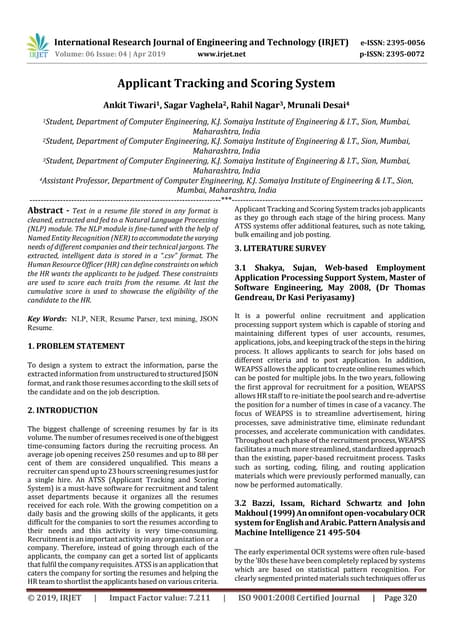 AUTOMATED RESUME EXTRACTION AND CANDIDATE SELECTION | PDF