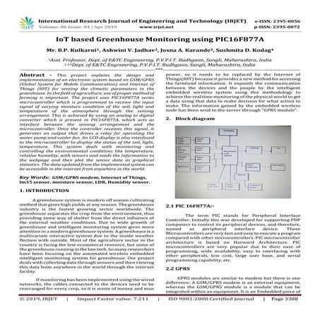 Irjet Iot Based Greenhouse Monitoring Using Pic16f877a Pdf