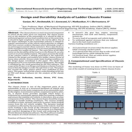 IRJET- Design and Durability Analysis of Ladder Chassis Frame | PDF