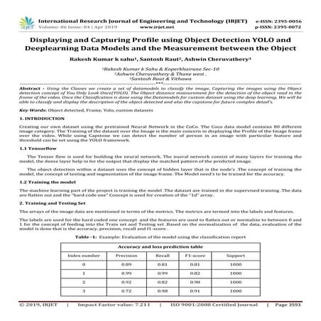 Irjet Displaying And Capturing Profile Using Object Detection Yolo And Deeplearning Data Models
