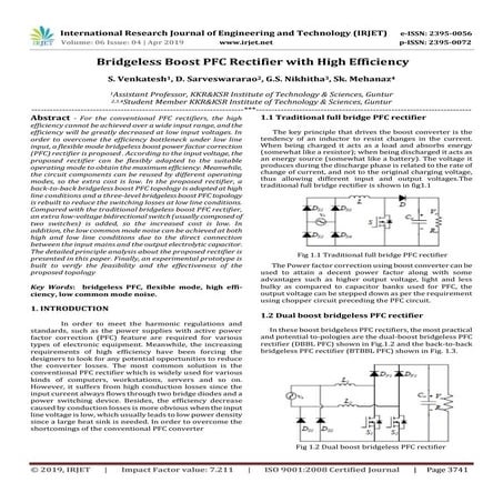 IRJET- Bridgeless Boost PFC Rectifier with High Efficiency | PDF