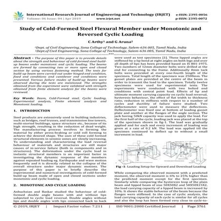 IRJET- Study of Cold-Formed Steel Flexural Member Under Monotonic and Reversed Cyclic Loading | PDF