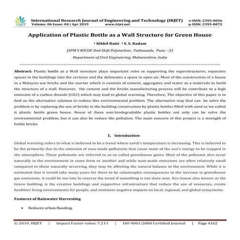 Investigation tha strength properties and performance of wast plastic ...