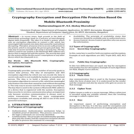 Irjet Cryptography Encryption And Decryption File Protection Based On