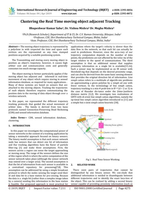 Irjet Clustering The Real Time Moving Object Adjacent Tracking Pdf