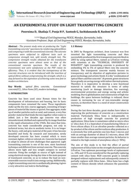 Light emitting concrete [OR] Translucent concrete | DOCX | Civil ...