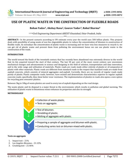 plastic in road construction | PPTX | Chemistry | Science