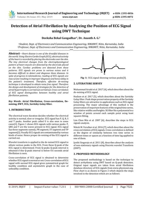 Irjet Detection Of Atrial Fibrillation By Analyzing The Position Of