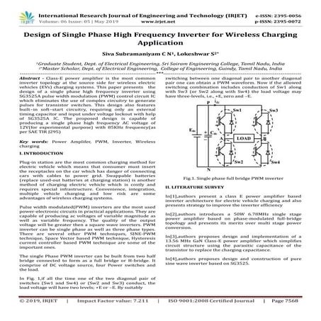 IRJET- Design of Single Phase High Frequency Inverter for Wireless ...