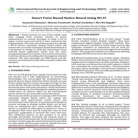 IRJET- Smart Voice based Notice Board using Wi-Fi | PDF