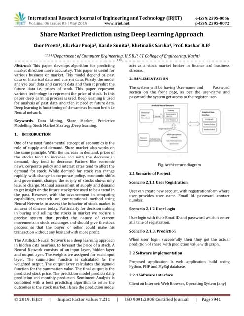 Irjet Share Market Prediction Using Deep Learning Approach Pdf