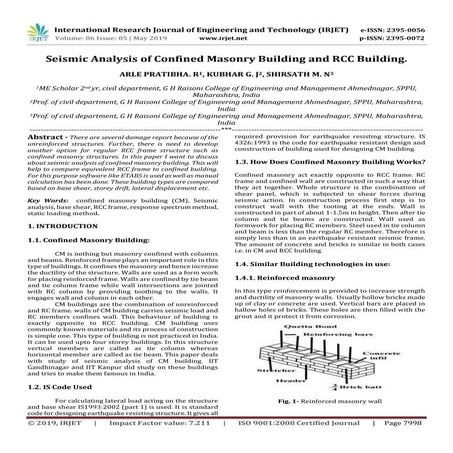 IRJET- Seismic Analysis of Confined Masonry Building and RCC Building | PDF