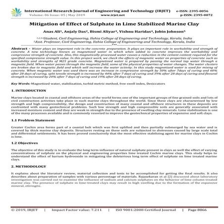 IRJET- Mitigation of Effect of Sulphate in Lime Stabilized Marine Clay ...