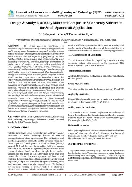 Irjet Design And Analysis Of Body Mounted Composite Solar Array