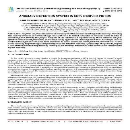 Irjet Anomaly Detection System In Cctv Derived Videos Pdf