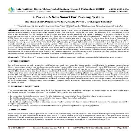 IRJET- I-Parker-A New Smart Car Parking System | PDF