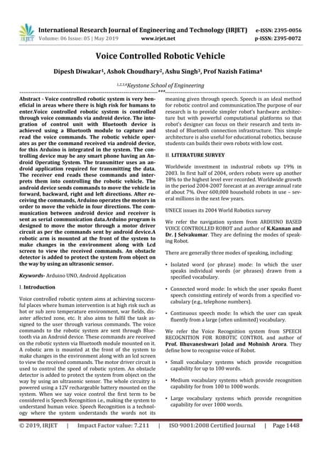 Arduino Obstacle Avoiding and voice control car | PDF