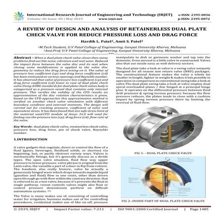 IRJET- A Review of Design and Analysis of Retainerless Dual Plate Check ...