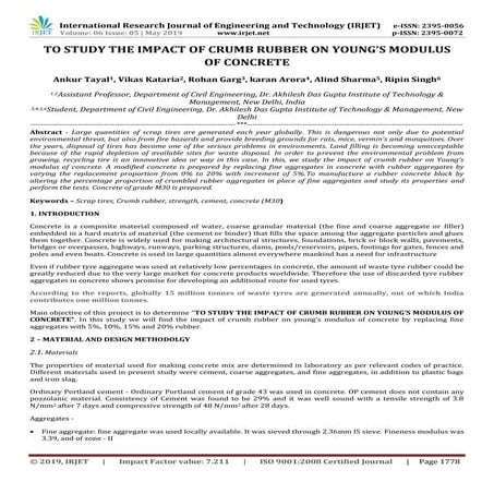 Effect of Crumb Rubber Material on Concrete Mix | PDF