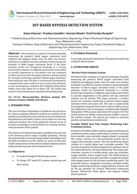 IOT BASED PORTABLE HEART RATE & SPO2 PULSE OXIMETER | PDF | Lung and ...