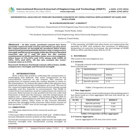 IRJET-Expremental Analysis of Ternary Blended Concrete by using Partial ...