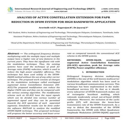 IRJET-Analysis of Active Constellation Extension for PAPR Reduction in OFDM System for High ...
