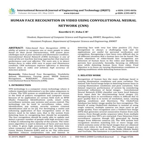 IRJET- Human Face Recognition in Video using Convolutional Neural ...