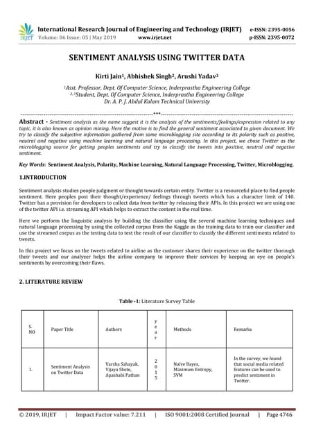 IRJET- Sentiment Analysis using Twitter Data | PDF IRJET- Sentiment Analysis using Twitter Data | PDF