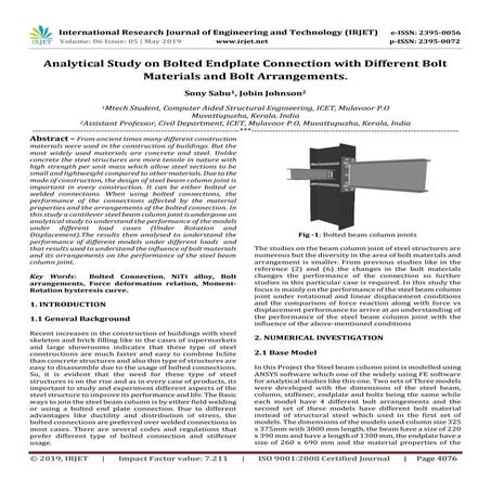 IRJET- Analytical Study on Bolted Endplate Connection with Different Bolt Materials and Bolt ...
