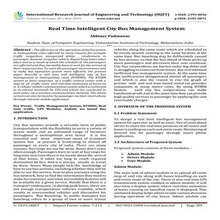 IRJET- Real Time Intelligent City Bus Management System | PDF