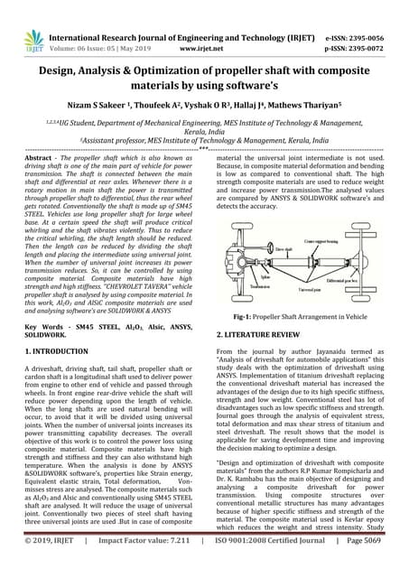 Irjet Design Analysis And Optimization Of Propeller Shaft With