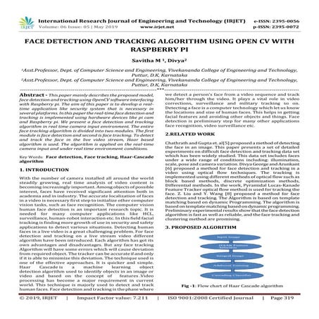 Irjet Face Detection And Tracking Algorithm Using Open Cv With Raspberry Pi Pdf