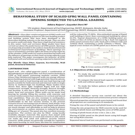 Glass Fiber Reinforced Gypsum (GFRG) Panel | PPTX