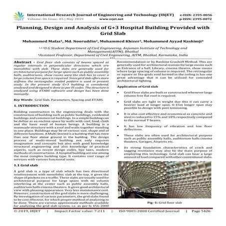 IRJET- Planning, Design and Analysis of G+3 Hospital Building Provided ...