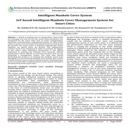 IRJET- Intelligent Manhole Cover System | PDF