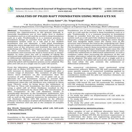 IRJET- Analysis of Piled Raft Foundation using Midas GTS NX | PDF