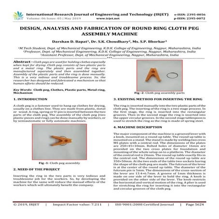 IRJET- Design, Analysis and Fabrication of Round Ring Cloth Peg ...
