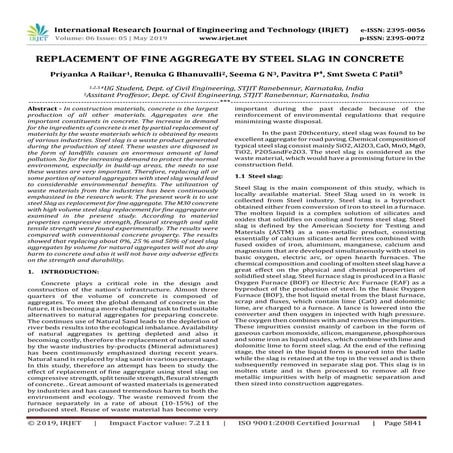 IRJET- Replacement of Fine Aggregate by Steel Slag in Concrete | PDF