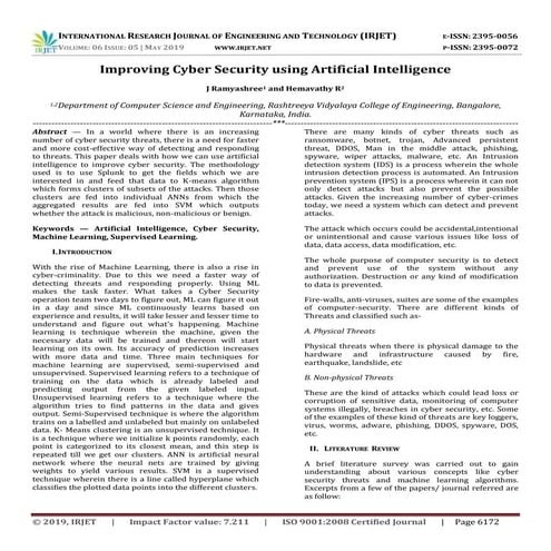 Irjet Improving Cyber Security Using Artificial Intelligence Pdf