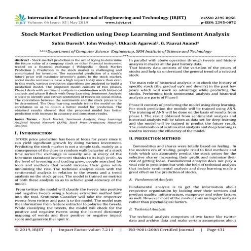 IRJET- Stock Market Prediction using Deep Learning and Sentiment Analysis | PDF