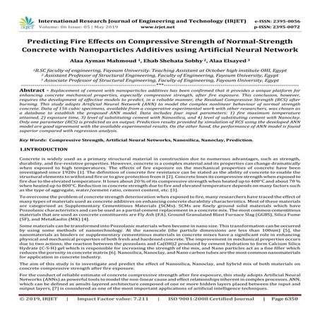 IRJET- Predicting Fire Effects on Compressive Strength of Normal-Strength Concrete with ...