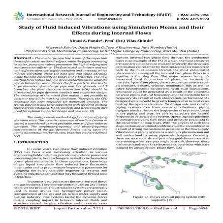 IRJET- Study of Fluid Induced Vibrations using Simulation Means and their Effects during ...