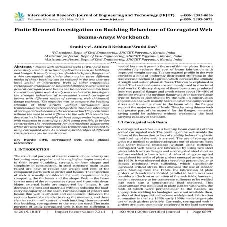 IRJET- Finite Element Investigation on Buckling Behaviour of Corrugated Web Beams-Ansys ...