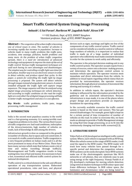 Irjet Smart Traffic Control System Using Image Processing Pdf