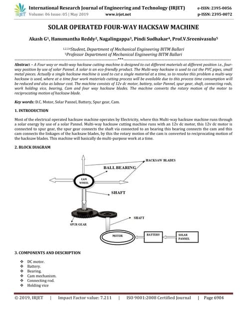 Automatic four way hacksaw machine(project) | PPTX