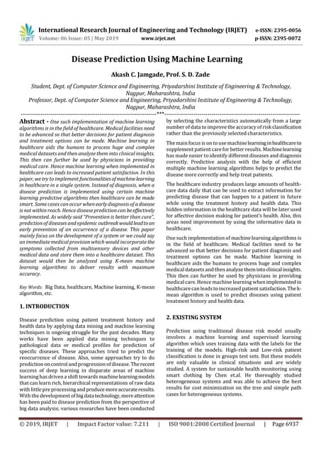 Machine Learning for Disease Prediction | PPTX